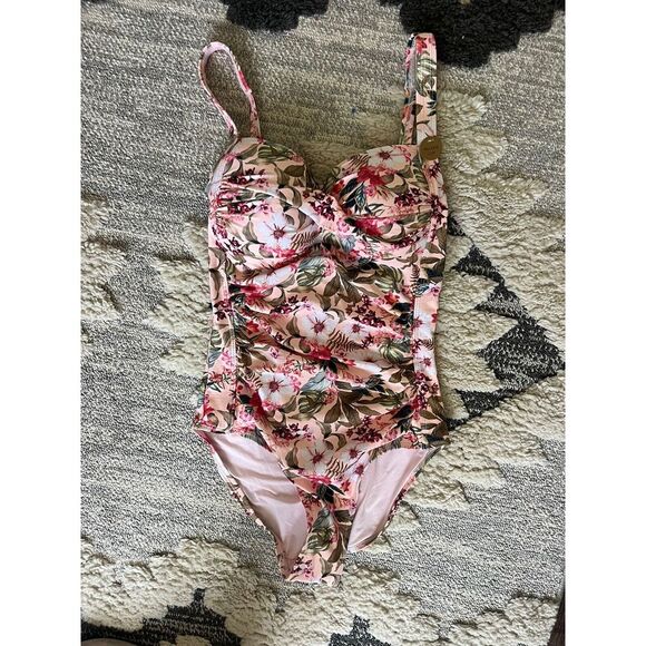 Swim | Nwt Nip Tuck Sexy Pink Floral Balconette Ruched One Piece Swim ...